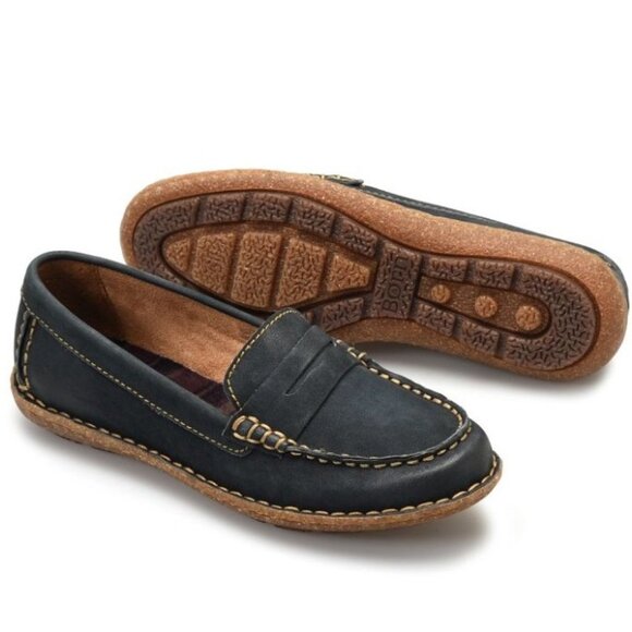 Born | Shoes | Born Nerina Blue Nubuck Leather Boat Shoes Penny Loafers ...